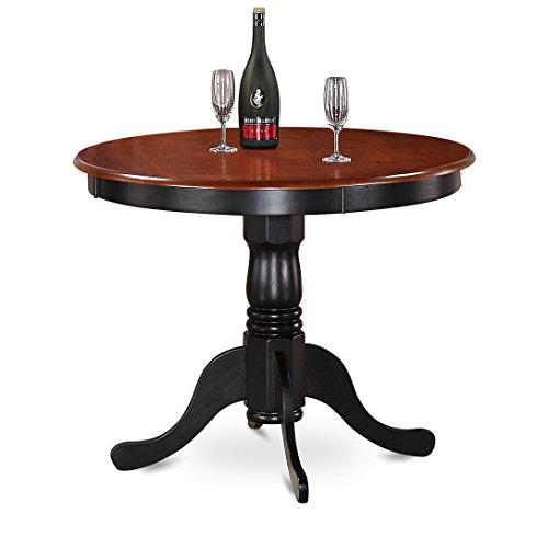 East West Furniture ANAV5-BLK-W 5 Piece Kitchen Set for 4 Includes a Round Room Table with Pedestal and 4 Dining Chairs, 36x36 Inch, Black & Cherry