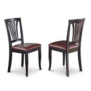 East-West Furniture AVON5-BLK-LC Kitchen Dining Table Set- 4 Dining Chairs with Faux Leather Seat and A Wonderful Butterfly Leaf Pedestal Dining Table (Cherry & Black Finish)