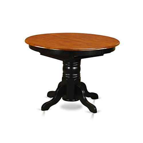 East-West Furniture AVON5-BLK-LC Kitchen Dining Table Set- 4 Dining Chairs with Faux Leather Seat and A Wonderful Butterfly Leaf Pedestal Dining Table (Cherry & Black Finish)