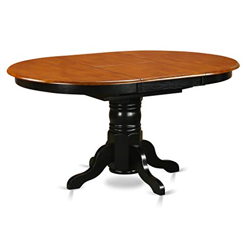 East-West Furniture AVON5-BLK-LC Kitchen Dining Table Set- 4 Dining Chairs with Faux Leather Seat and A Wonderful Butterfly Leaf Pedestal Dining Table (Cherry & Black Finish)