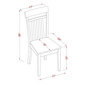 East West Furniture CAP5S-MAH-W 5 Piece Dinette Set for 4 Includes a Rectangle Room Table and 4 Kitchen Dining Chairs, 36x60 Inch, Mahogany