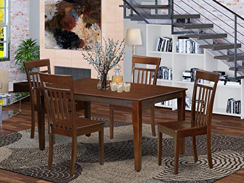 East West Furniture CAP5S-MAH-W 5 Piece Dinette Set for 4 Includes a Rectangle Room Table and 4 Kitchen Dining Chairs, 36x60 Inch, Mahogany