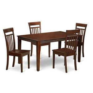 East West Furniture CAP5S-MAH-W 5 Piece Dinette Set for 4 Includes a Rectangle Room Table and 4 Kitchen Dining Chairs, 36x60 Inch, Mahogany