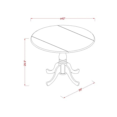 East West Furniture Dublin 5 Piece Kitchen Table & Chairs Set Includes a Round Room Table with Dropleaf and 4 Dining Chairs, 42x42 Inch, Linen White