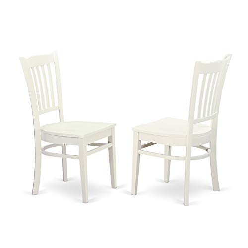 East West Furniture Dublin 5 Piece Kitchen Table & Chairs Set Includes a Round Room Table with Dropleaf and 4 Dining Chairs, 42x42 Inch, Linen White