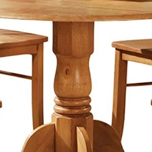 East West Furniture Dublin 5 Piece Kitchen Set for 4 Includes a Round Room Table with Dropleaf and 4 Dining Chairs, 42x42 Inch, Oak