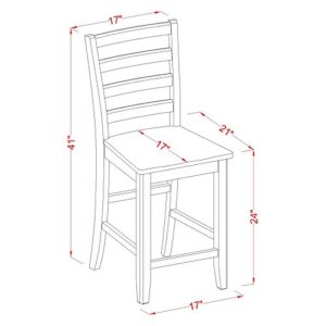 East West Furniture Fairwind 7 Piece Kitchen Counter Set Consist of a Square Table with Pedestal and 6 Dining Room Chairs, 54x54 Inch, Cappuccino