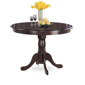 East West Furniture HLLY5-CAP-W 5 Piece Dining Set Includes a Round Dining Table with Pedestal and 4 Kitchen Chairs, 42x42 Inch, Cappuccino