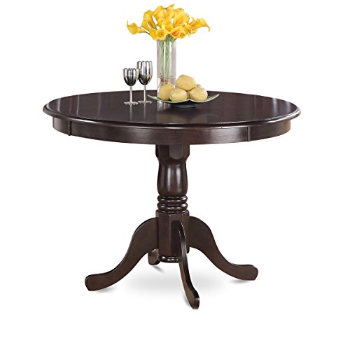 East West Furniture HLLY5-CAP-W 5 Piece Dining Set Includes a Round Dining Table with Pedestal and 4 Kitchen Chairs, 42x42 Inch, Cappuccino