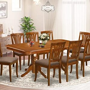 East West Furniture NAAV9-SBR-C Dining Set, Linen Fabric Seat