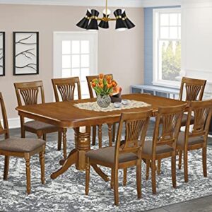 East West Furniture NAPL9-SBR-C Dining Set, Linen Fabric Seat