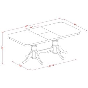 East West Furniture NAPL9-SBR-C Dining Set, Linen Fabric Seat