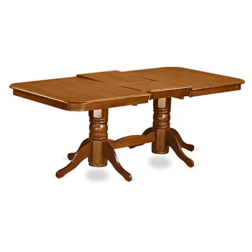 East West Furniture NAPO9-SBR-W 9 Piece Kitchen Table Set Includes a Rectangle Dining Table with Butterfly Leaf and 8 Dining Room Chairs, 40x78 Inch, Saddle Brown