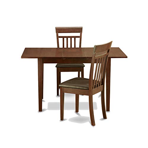 East West Furniture NOCA3-MAH-LC Dining Set, 3-piece, Mahogany Finish