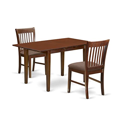 East West Furniture NOFK3-MAH-C Dining Set, Microfiber Upholstered Seat