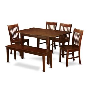 EAST WEST FURNITURE 6 Pc dinette set - Table and 4 Dining Table Chairs for Dining room and Bench