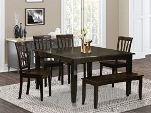 east west furniture pfan6-cap-w dining set, 6-piece