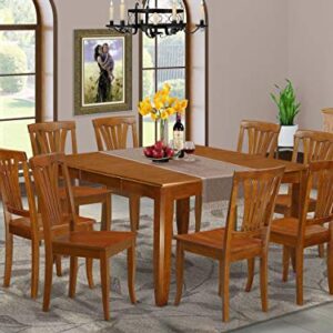 EAST WEST FURNITURE 9 Pc Dining room set for 8-Square Table with Leaf and 8 Dining Chairs