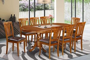 east west furniture plav9-sbr-lc dining set, 9-piece