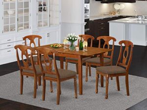 east west furniture psna7-sbr-c dining table set, 7-piece