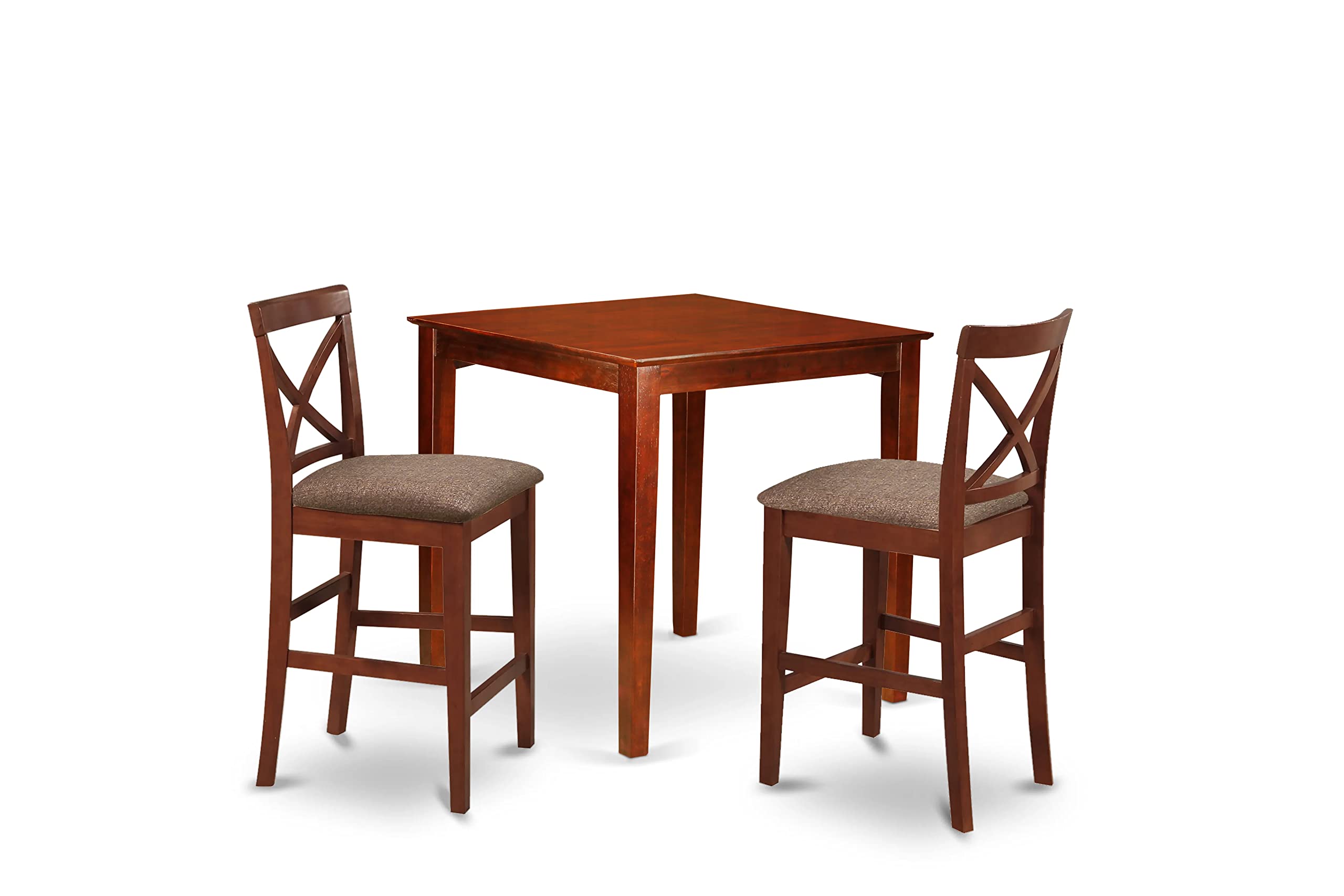 East West Furniture PUBS3-BRN-C Dining Set, Linen Fabric Seat