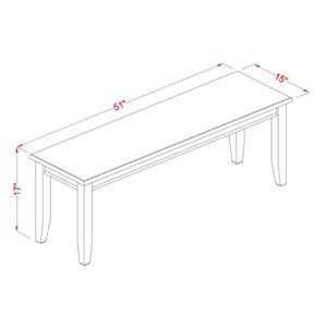 East West Furniture Dub-MAH-W Rectangle Bench, Wood Seat, Mahogany