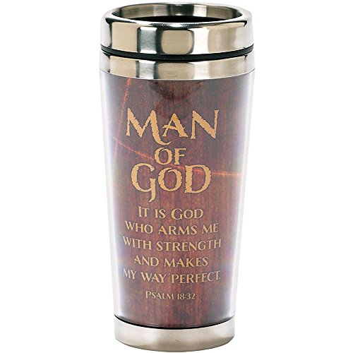 Dicksons Man of God Woodgrain Insulated 16 Oz. Stainless Steel Travel Mug with Lid