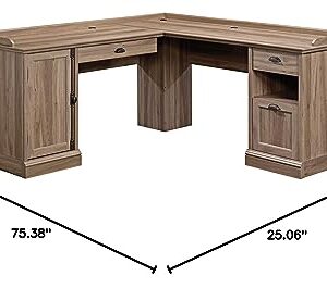 Sauder Barrister Lane L-Desk, Salt Oak finish