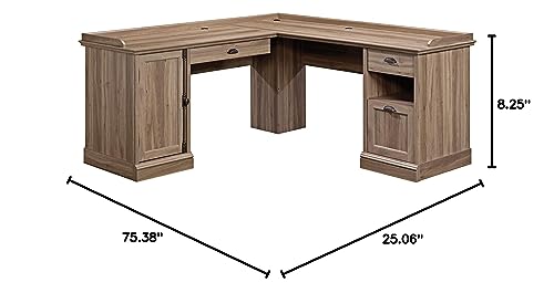 Sauder Barrister Lane L-Desk, Salt Oak finish