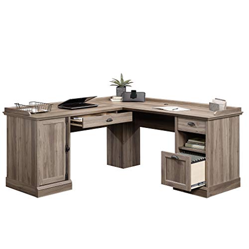 Sauder Barrister Lane L-Desk, Salt Oak finish