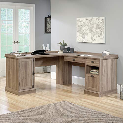 Sauder Barrister Lane L-Desk, Salt Oak finish