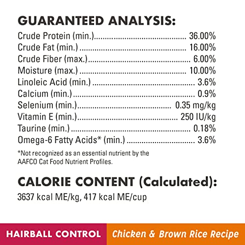 NUTRO WHOLESOME ESSENTIALS Adult Hairball Control Natural Dry Cat Food Farm-Raised Chicken & Brown Rice Recipe, 14 lb. Bag