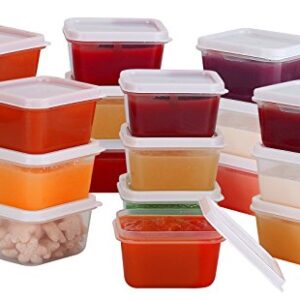 Greenco Mini Rectangular Storage Containers, 20 Pack, 2oz Reusable Small Plastic Storage Container Jars with Lids | Perfect for Baby Food, Snacks, Sauces, Candy, and More |Freezer & Dishwasher Safe