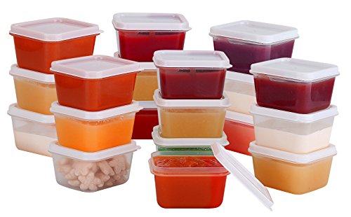 Greenco Mini Rectangular Storage Containers, 20 Pack, 2oz Reusable Small Plastic Storage Container Jars with Lids | Perfect for Baby Food, Snacks, Sauces, Candy, and More |Freezer & Dishwasher Safe