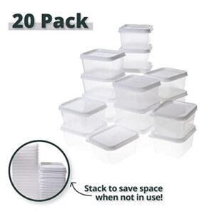 Greenco Mini Rectangular Storage Containers, 20 Pack, 2oz Reusable Small Plastic Storage Container Jars with Lids | Perfect for Baby Food, Snacks, Sauces, Candy, and More |Freezer & Dishwasher Safe