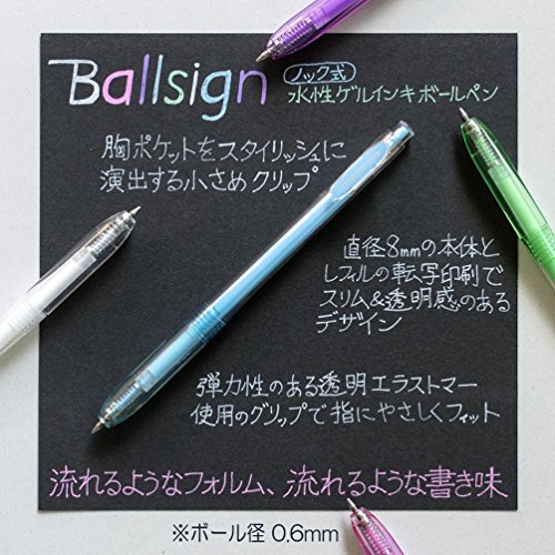 Sakura Knock Gel Ink Ballpoint Pen, Ball Sign Knock, 5 Pastel Color Assorted (GBR156-5B)