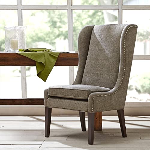 Madison Park Garbo Accent Hardwood, Brich Wood, Captain Dining-Chair Mid Century Modern Deep Seating Club Style Kitchen Room Furniture, See below below, Beige