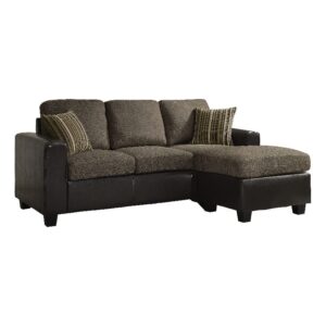 homelegance slater two tone reversible chaise sofa, brown