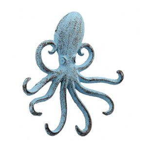 stonebriar decorative cast iron blue octopus multi wall hook