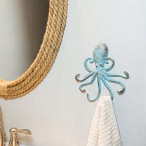 Stonebriar Decorative Cast Iron Blue Octopus Multi Wall Hook