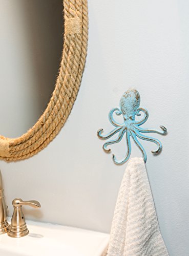 Stonebriar Decorative Cast Iron Blue Octopus Multi Wall Hook