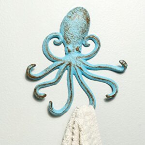 Stonebriar Decorative Cast Iron Blue Octopus Multi Wall Hook