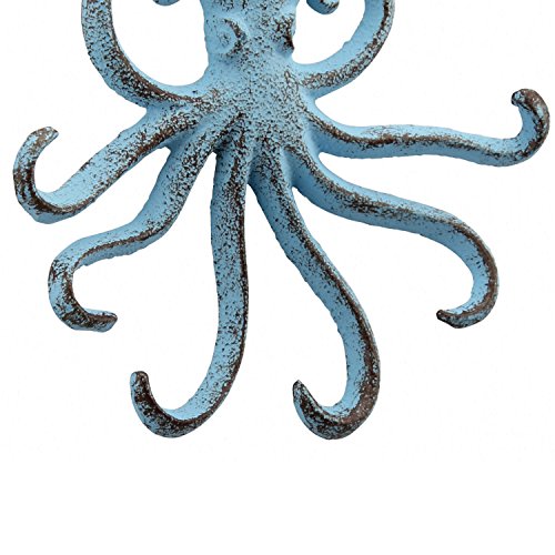 Stonebriar Decorative Cast Iron Blue Octopus Multi Wall Hook