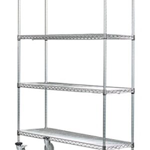 21" Deep x 48" Wide x 80" High 4 Tier Chrome Wire Shelf Truck with 800 lb Capacity