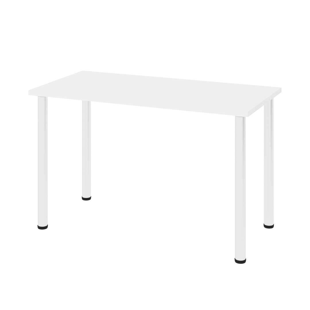 Bestar Universel Table Desk with Round Metal Legs, 48" x 24", White