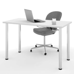 Bestar Universel Table Desk with Round Metal Legs, 48" x 24", White