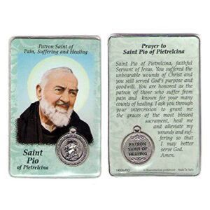 saint st st. pio padre pio prayer card holy card cards patronage patron pain healing sick with medal