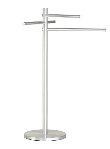 Cortesi Home Emmi Contemporary Sliding 3 Tier Towel Holder Stand, Brushed Aluminum (CH-BR798121)