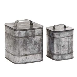 Deco 79 Metal Square Box, Set of 2 8", 7"H, Silver