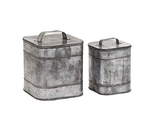 Deco 79 Metal Square Box, Set of 2 8", 7"H, Silver